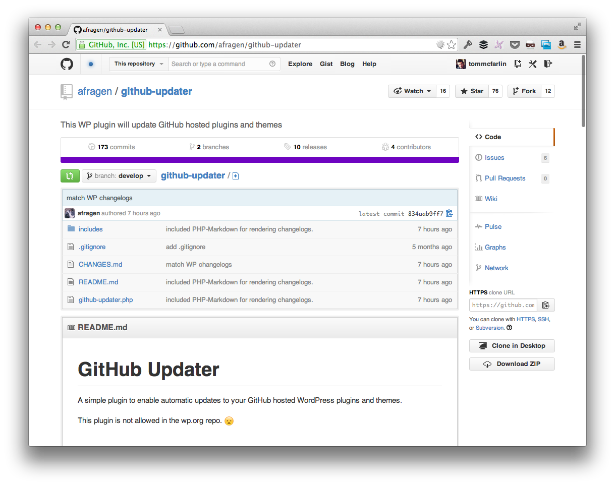 GitHub Updater: Update WordPress Projects on GitHub - Tom McFarlin | Tom McFarlin