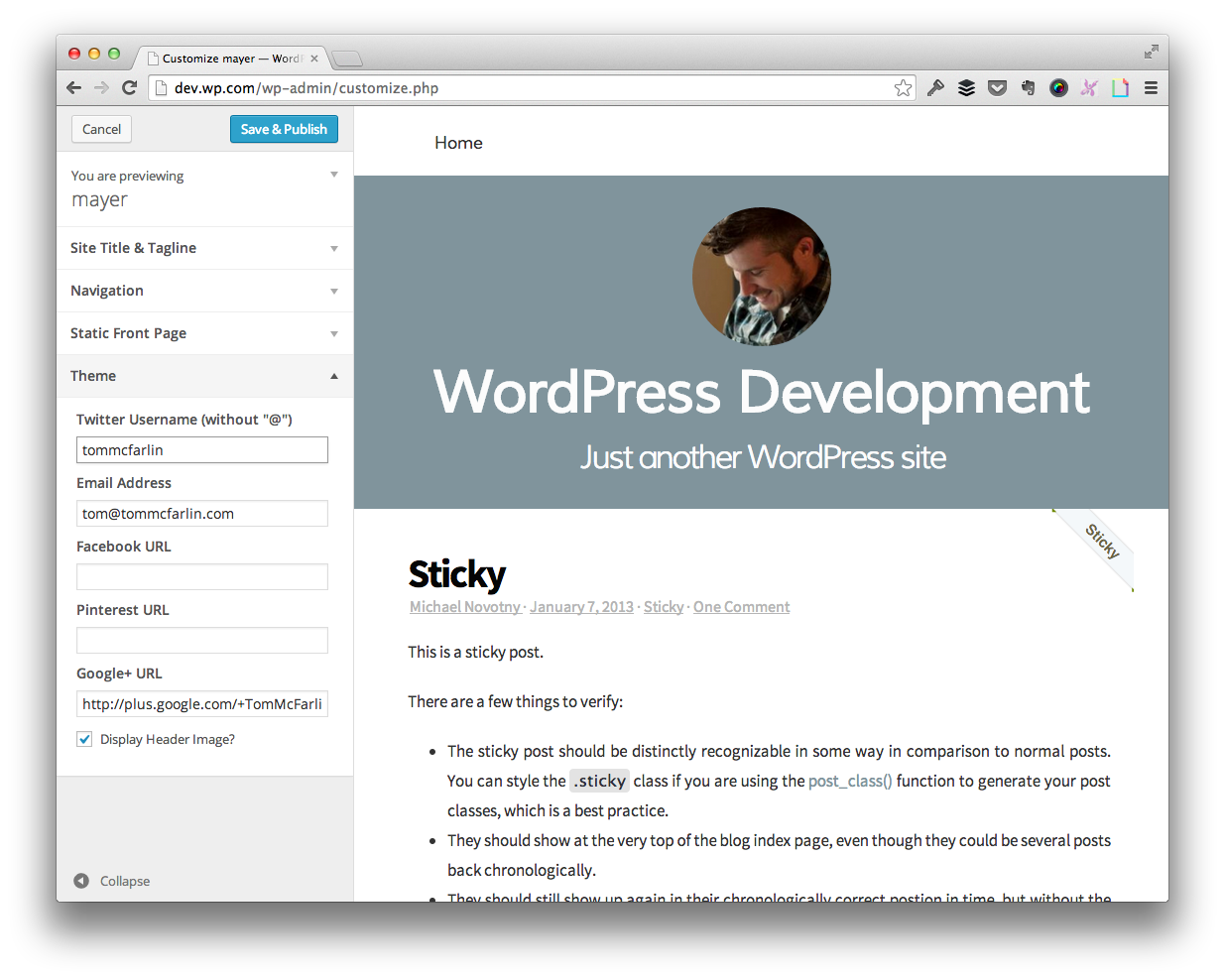 Hiding Elements with The WordPress Theme Customizer | Tom McFarlin ... Hiding Elements with The WordPress Theme Customizer | Tom McFarlin ...