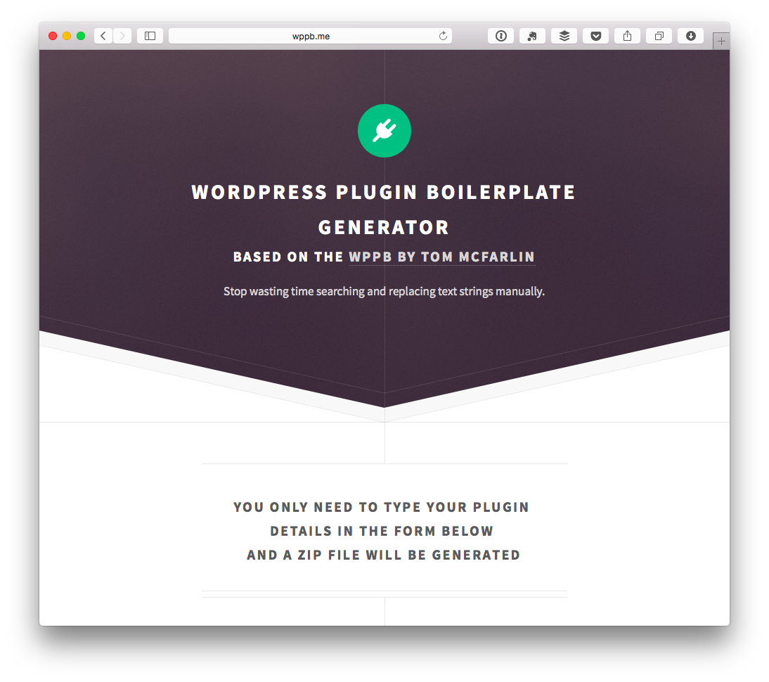A WordPress Plugin Boilerplate Generator | Tom McFarlin