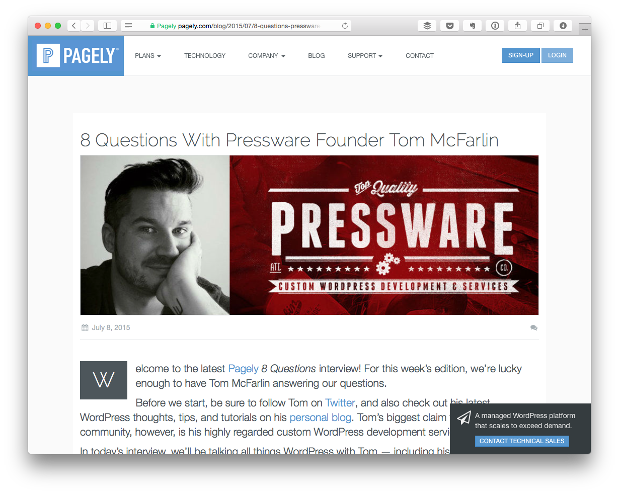 An Interview with Pagely on WordPress | Tom McFarlin