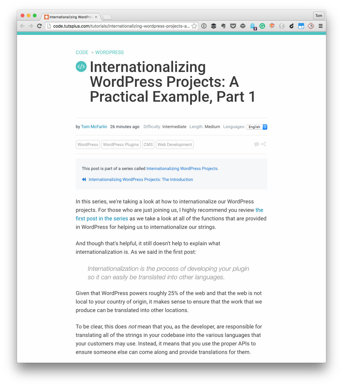 Internationalizing WordPress Plugins | Tom McFarlin
