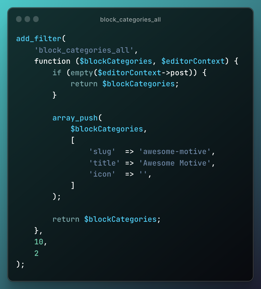 Block Notes: Register a Custom Block Category | Tom McFarlin